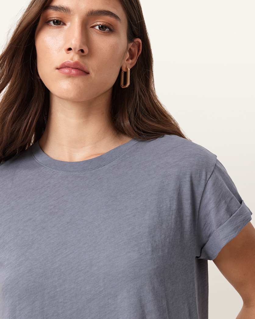 Anna Crew Neck Short Sleeve T-Shirt LILAC GREY | ALLSAINTS US